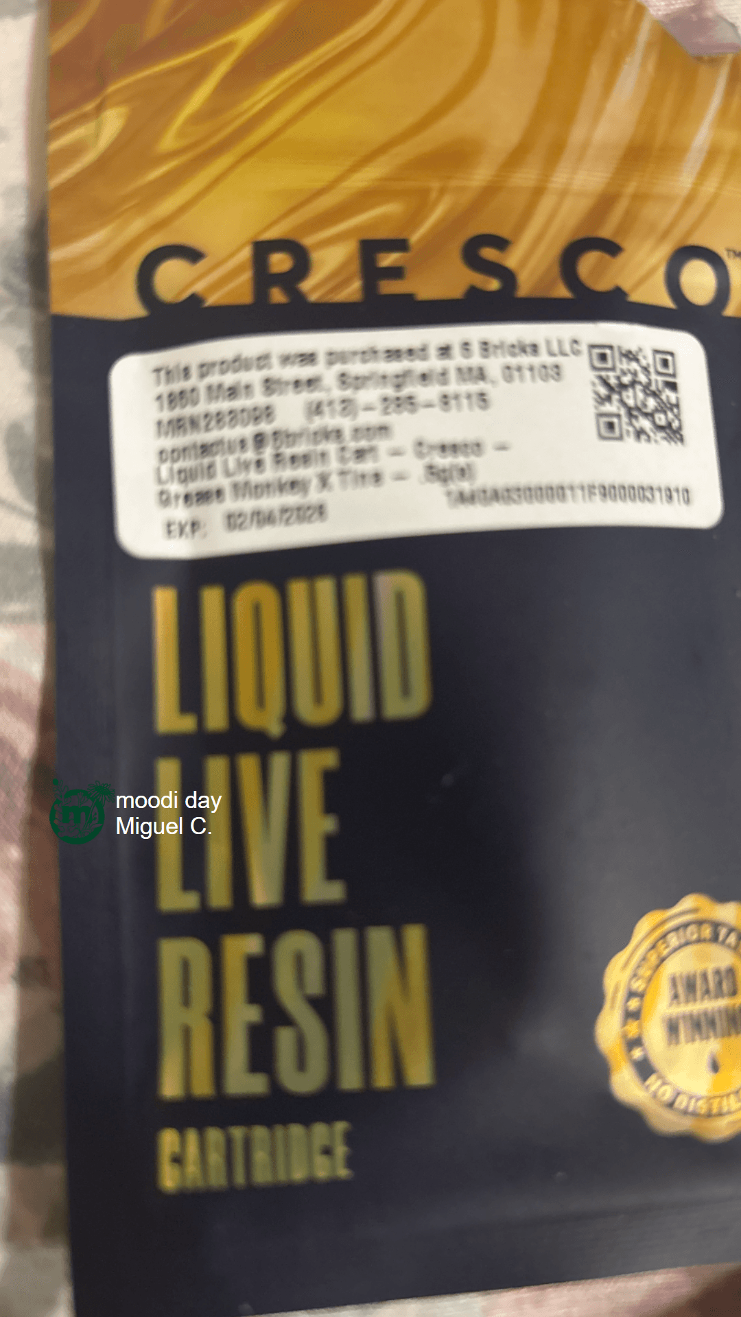 Cresco Grease Monkey x Tina Live Resin Cartridge Review by Miguel C ...